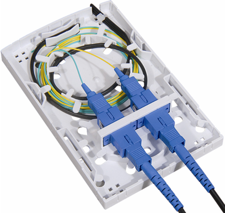 FTTH 2 Cores Optical Fiber Termination Box PC ABS 2pcs SC Adapters ...